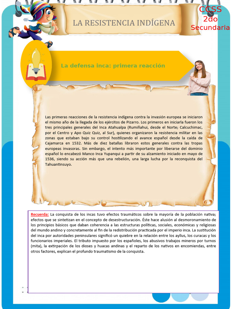 02. Ficha de actividad S4 (U7) (2° grado) - CCSS | PDF | Imperio Inca ...