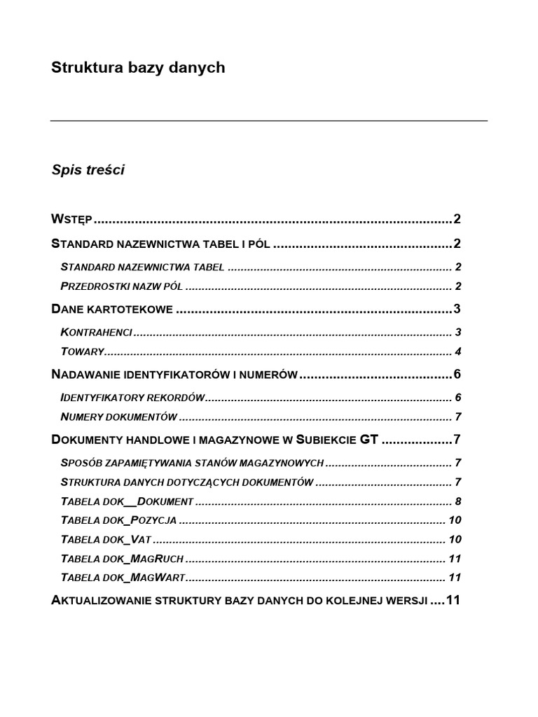 Struktura Bazy Danych | PDF