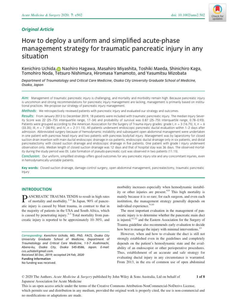 Simplified Management of Pancreatic Injury | PDF | Pancreatic Cancer ...