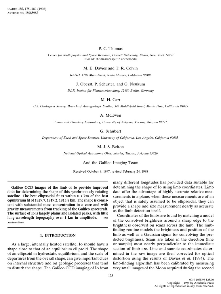 1 s2.0 S0019103598959875 Main | PDF | Latitude | Image Resolution