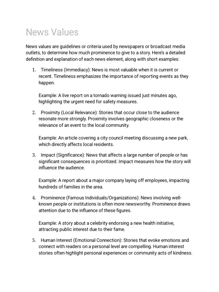 News Values | PDF | News | Human Communication
