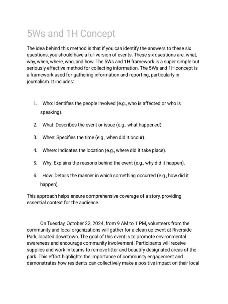 5Ws and 1H Concept | PDF
