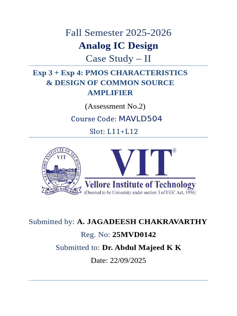 Analog Ic Design Assesment 2 | PDF | Amplifier | Field Effect Transistor