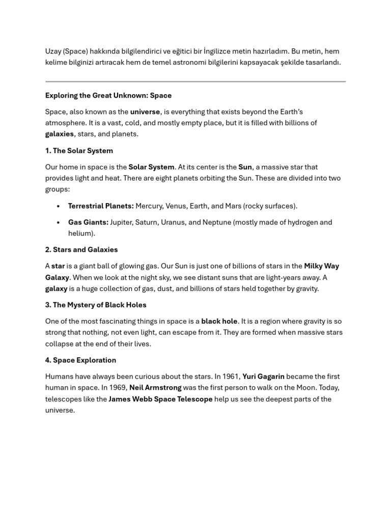 Exploring the Great Unknown Space | PDF