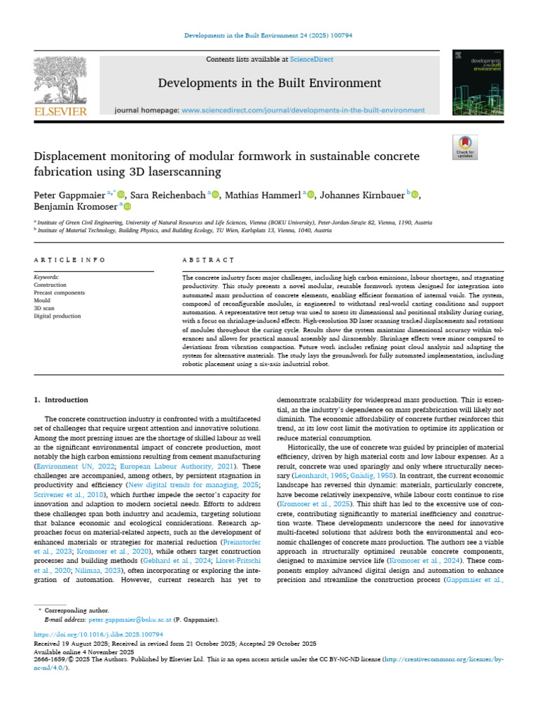 Displacement Monitoring of Modular Formwork in Sustainable Concrete ...