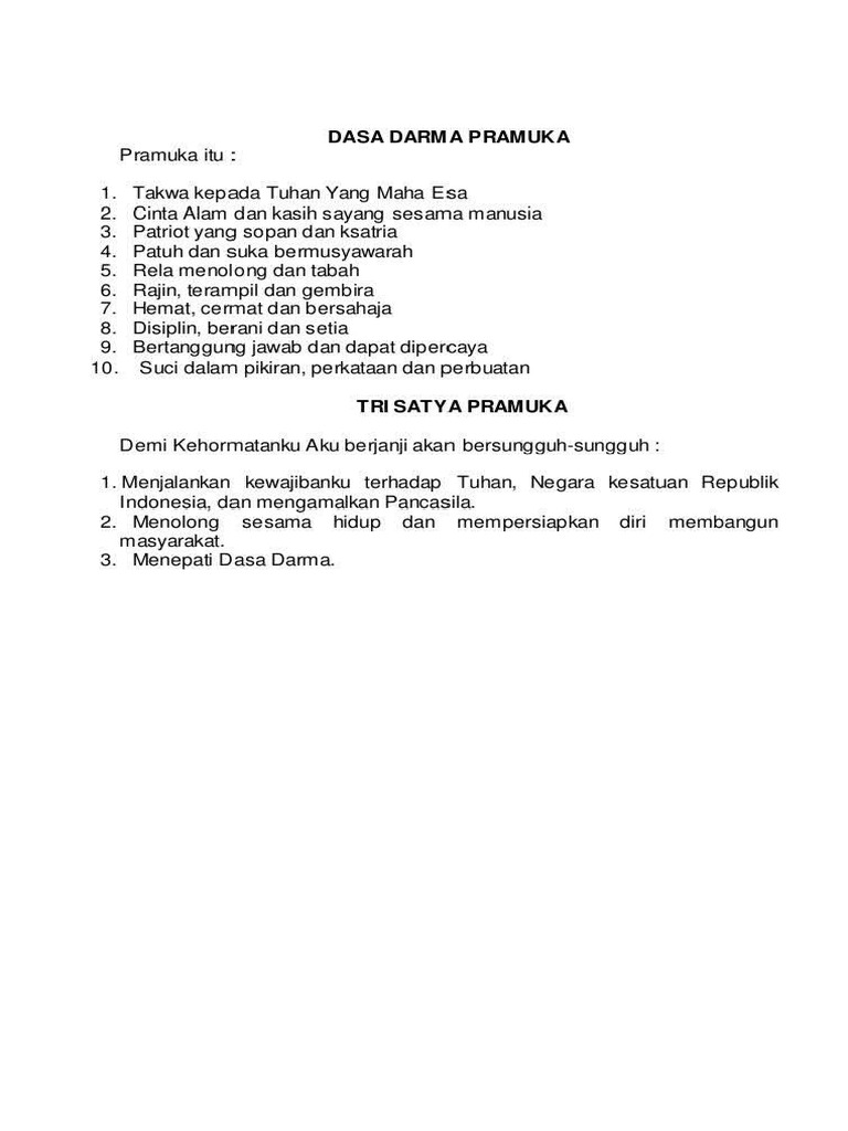Dasa Darma Dan Tri Satya | PDF