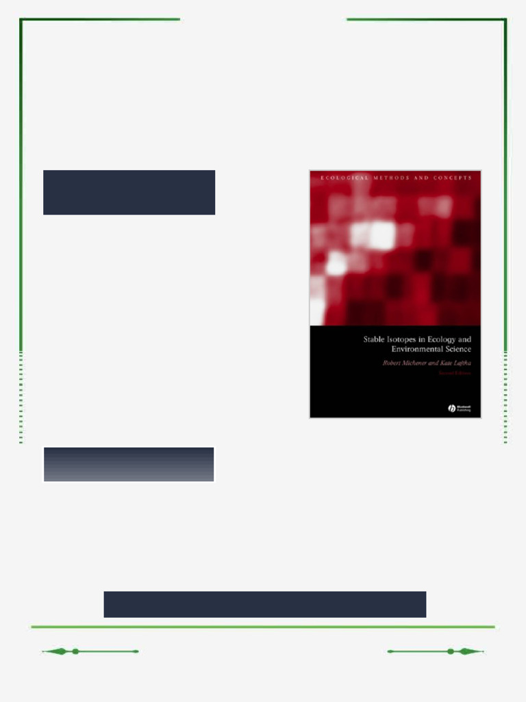 Stable Isotopes in Ecology and Environmental Science Ecological Methods ...