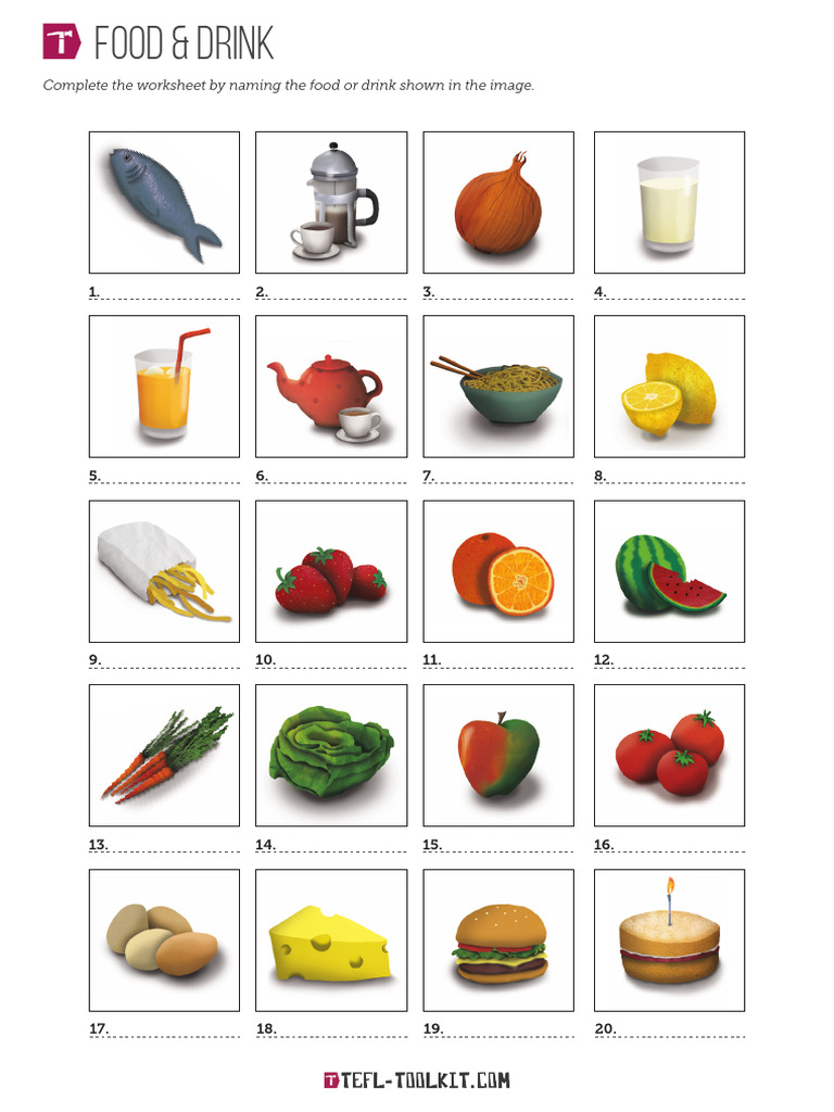 Food - Flashcard Handout | PDF