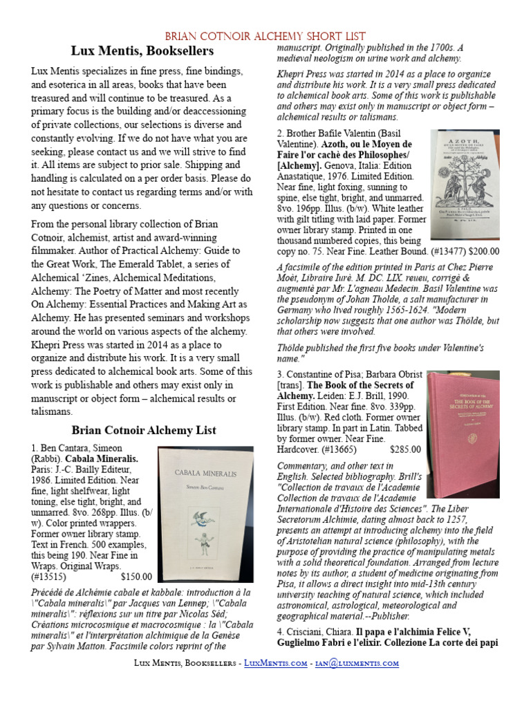 Bc Alchemy Short List | PDF | Alchemy