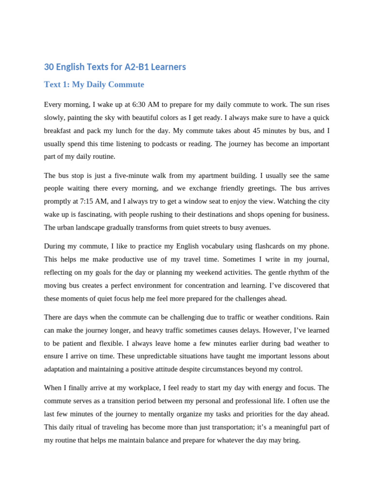 30 English Texts for A2-B1 Learners | PDF | Libraries | Educational ...