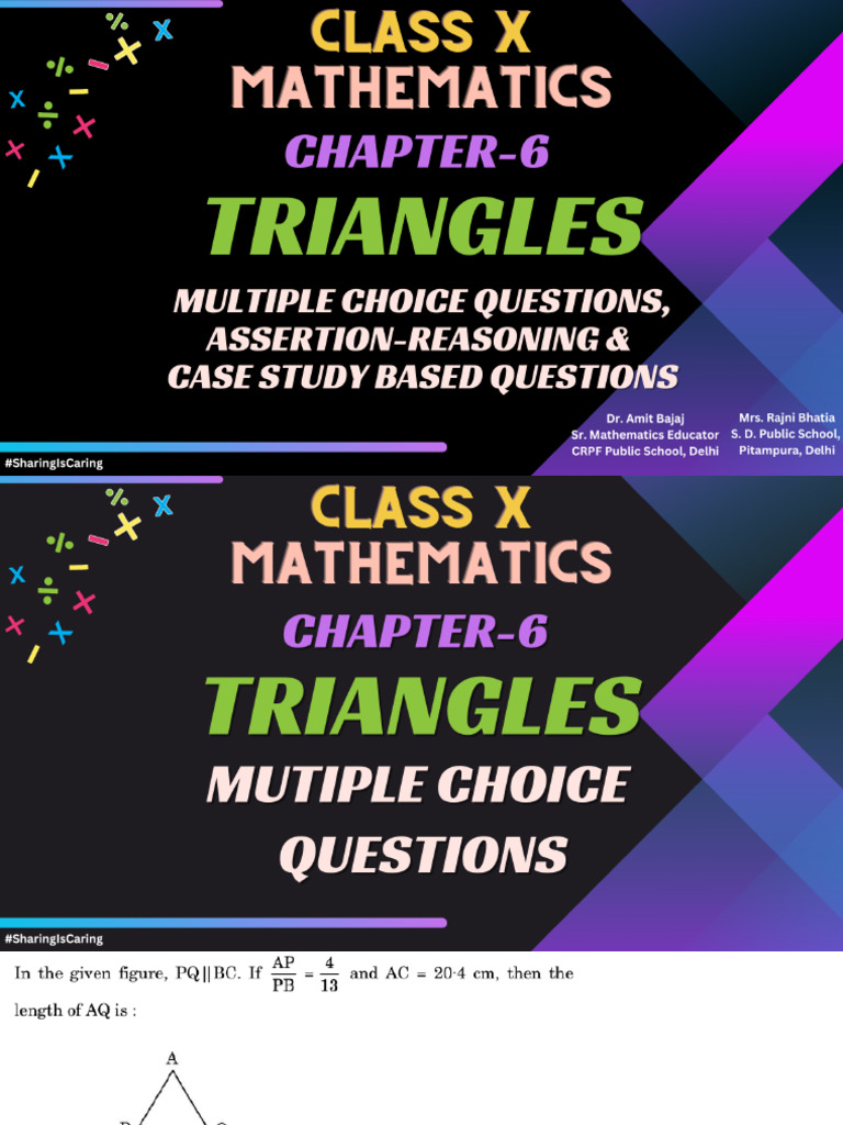 6b. Class X TRIANGLES MCQ, AR, Case Based Questions For 2025-26 ...