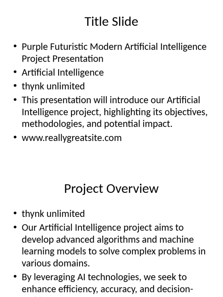 AI Project Presentation | PDF | Artificial Intelligence | Intelligence ...