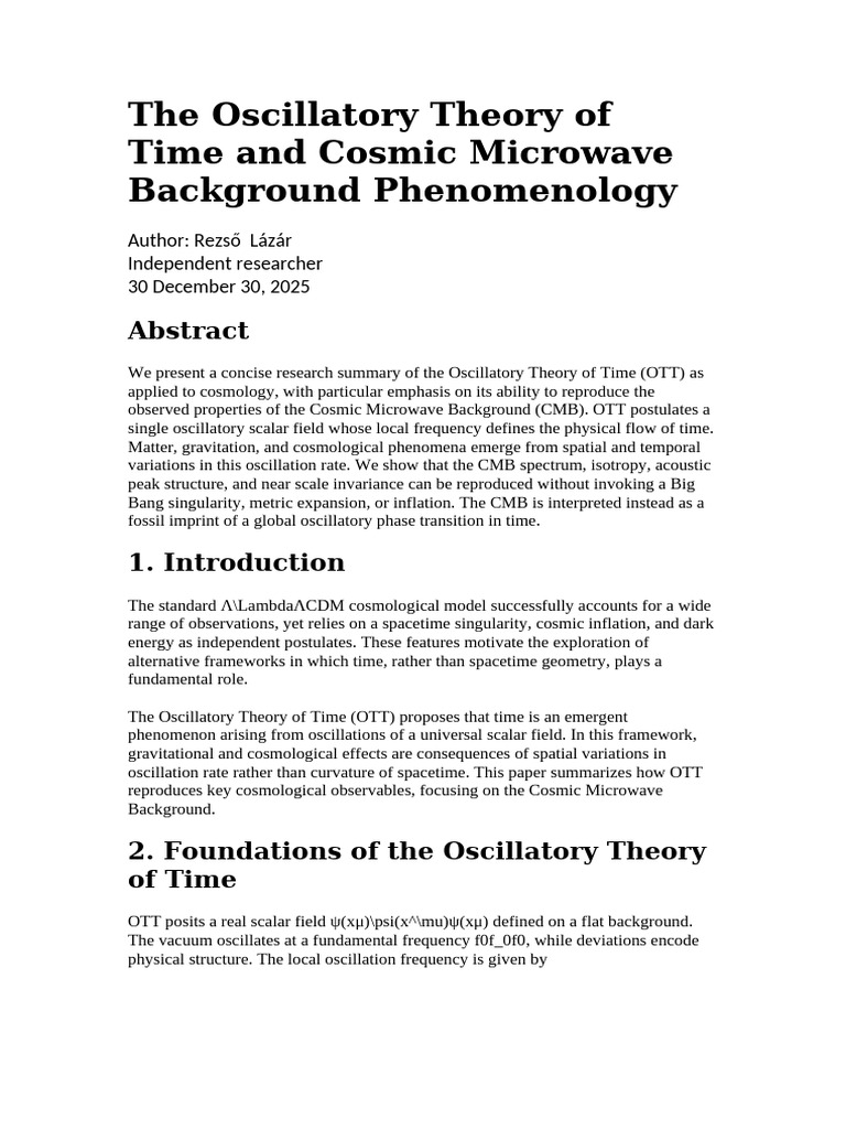 Oscillatory Theory of Time in Cosmology | PDF | Cosmic Microwave ...