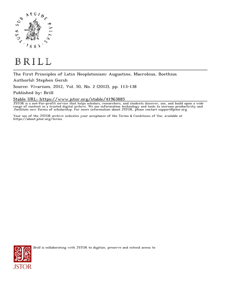 Latin Neoplatonism: First Principles Explored | PDF | Neoplatonism | Nous