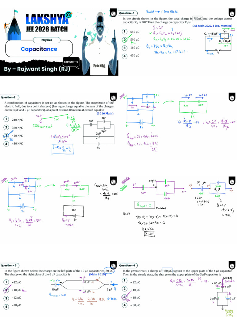 Capacitance 06 - Class Notes - Lakshya JEE 2026 | PDF