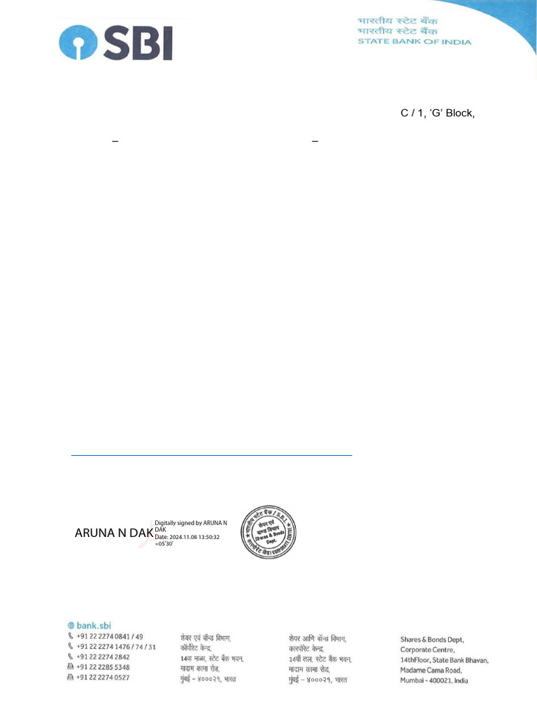 BSE SCRIP Code: 500112 Nse Scrip Code: Sbin: Aruna N Dak | PDF | Banks ...