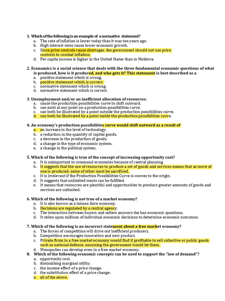 KTEE202 - Principle of Microeconomic - Questions Bank | PDF ...