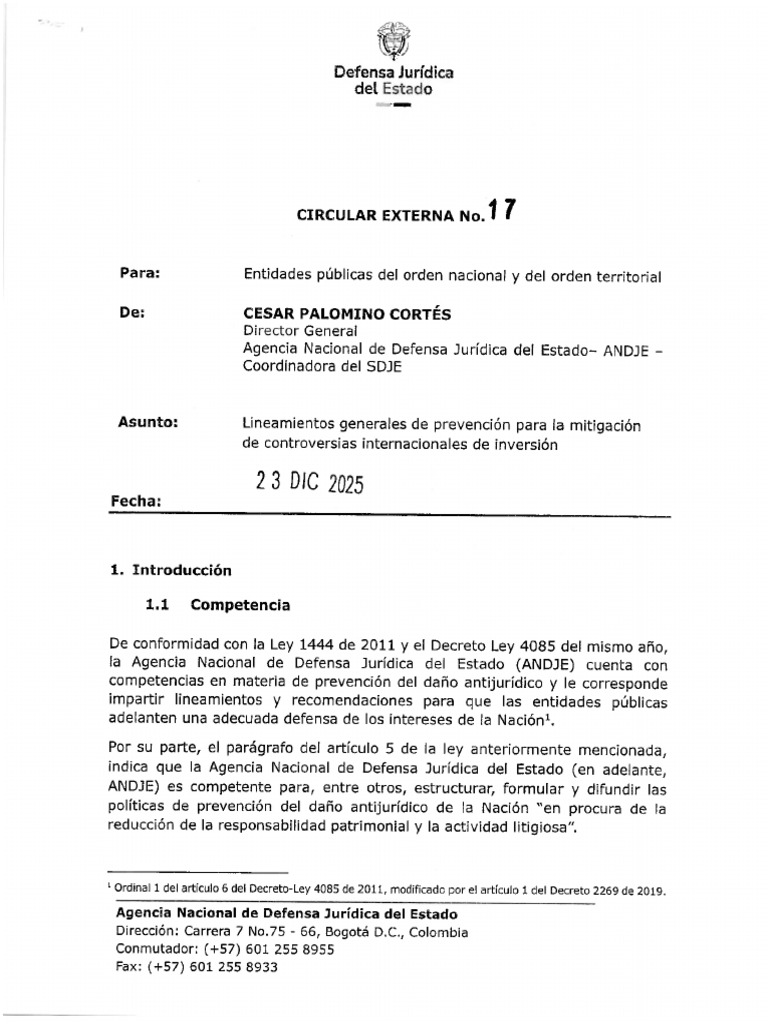 Circular Externa No.17 Del 23 Diciembre 2025 | PDF