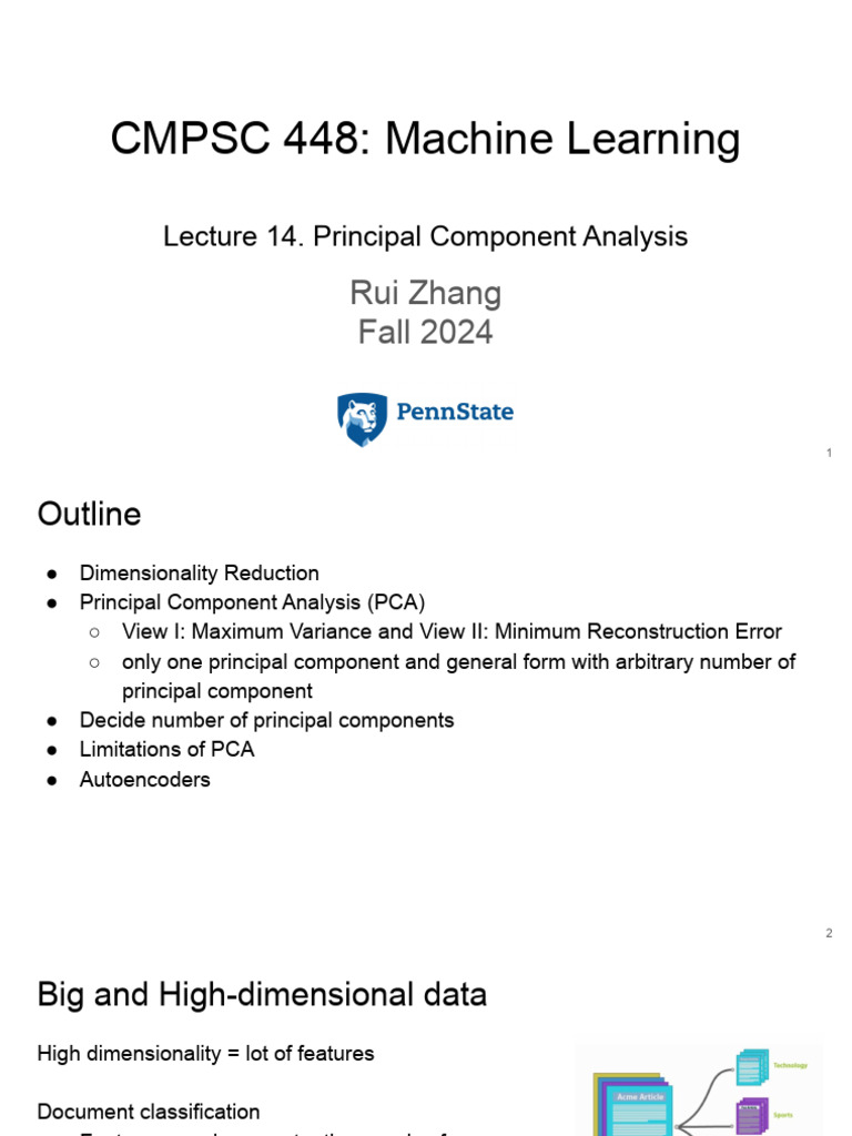 14 - Principal Component Analysis | PDF | Principal Component Analysis | Eigenvalues And ...