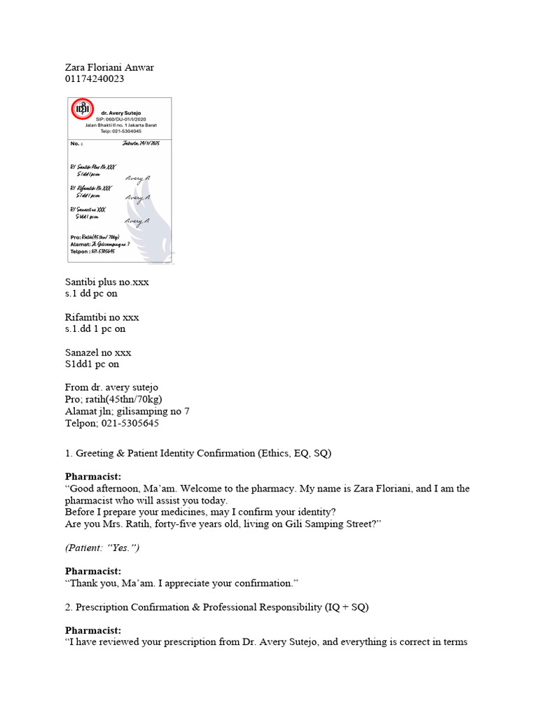 Pharmacy Consultation for Antibiotic Prescription | PDF | Pharmacy ...