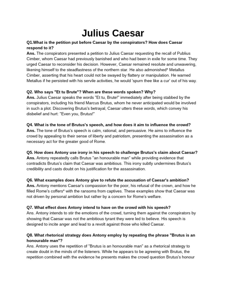 Julius Caesar: Conspiracy and Rhetoric | PDF | Julius Caesar