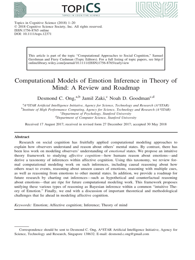 Computational Models of Emotion Inference | PDF | Emotions | Affect ...