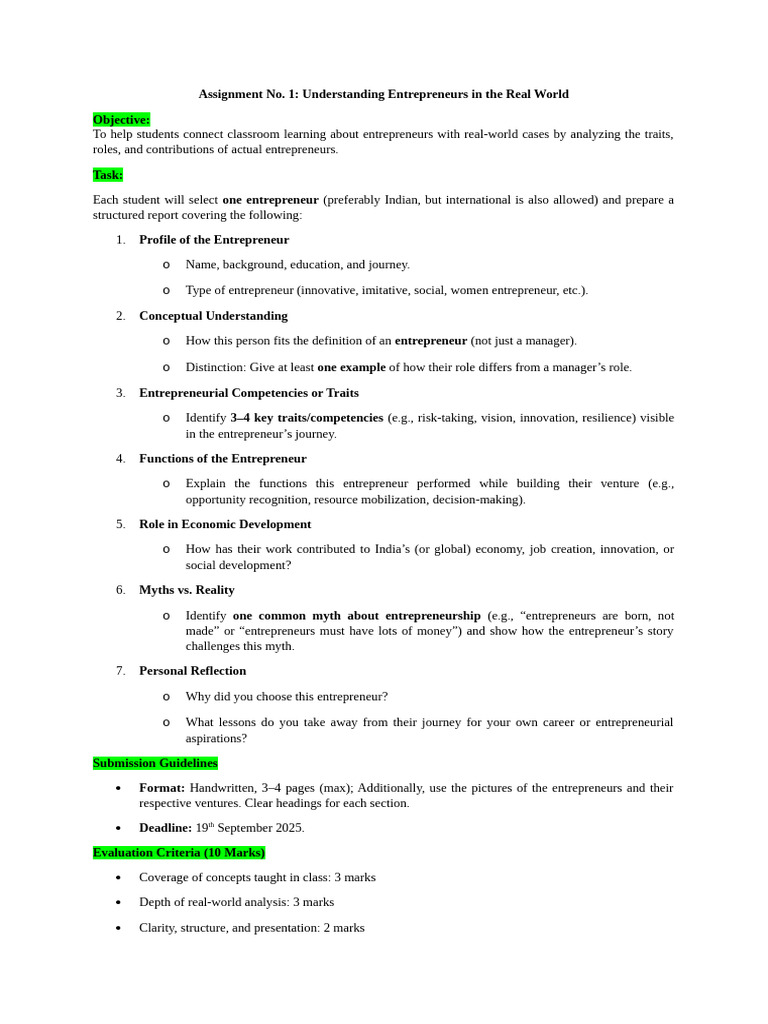 Class Assignment No. 1 Guidelines | PDF