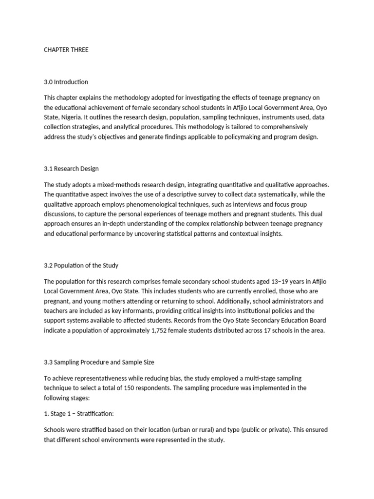 Chapter Three Correction | PDF | Qualitative Research | Sampling ...