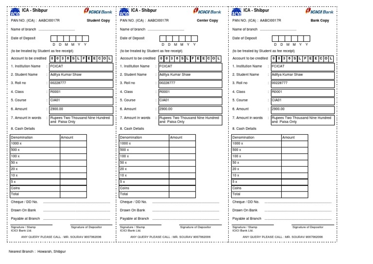 Aditya Kumar Shaw Fee Receipt | PDF | Finance & Money Management