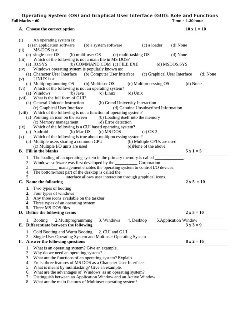 Chapter 1 Operating System (OS) and Graphical User Interface (GUI ...