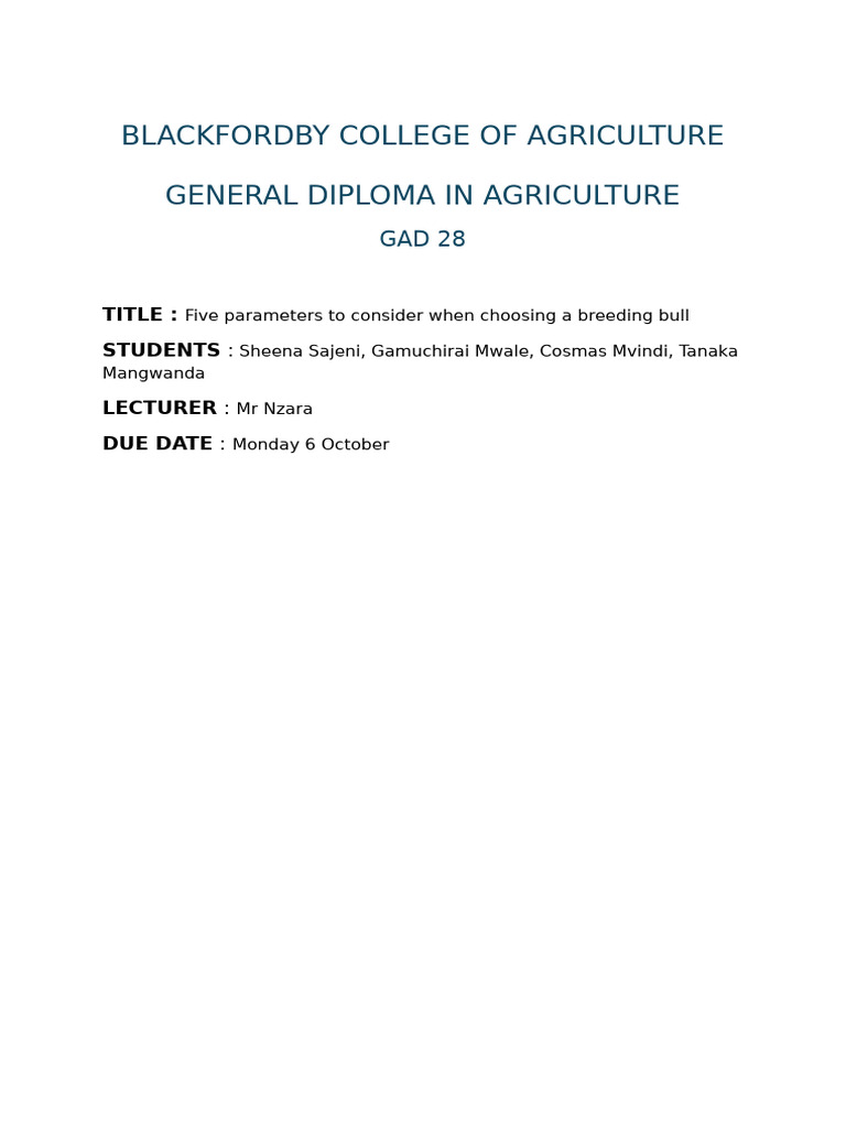 Selection of Breeding Bull | PDF | Selective Breeding | Testicle