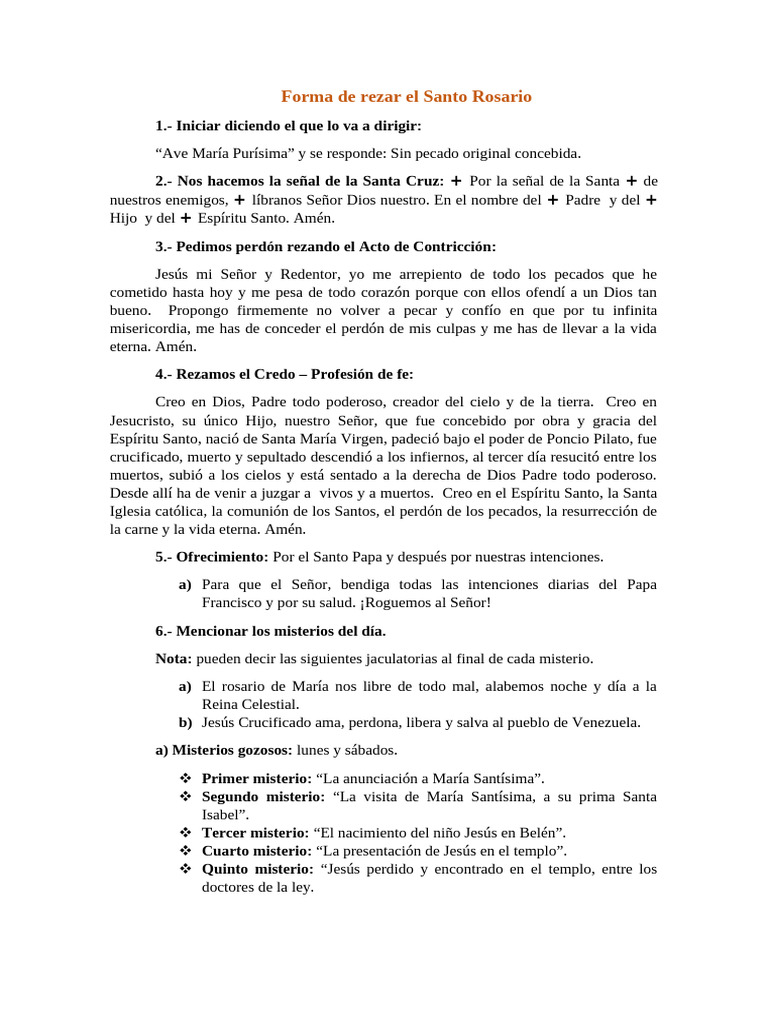 Cómo Rezar el Santo Rosario Paso a Paso | PDF | María, madre de Jesús ...