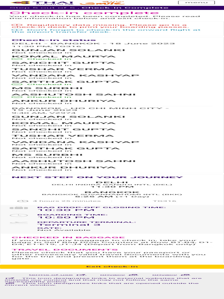 Flight Check-In Confirmation Details | PDF