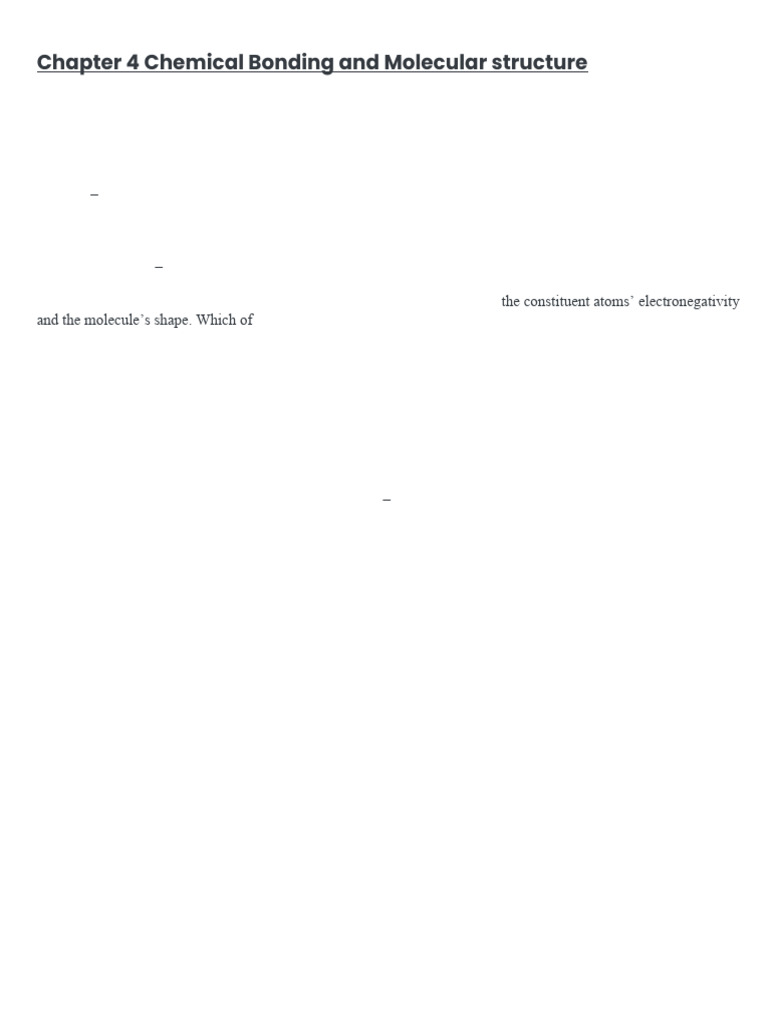 Chemical Bonding and Molecular Structure Insights | PDF | Chemical Bond ...