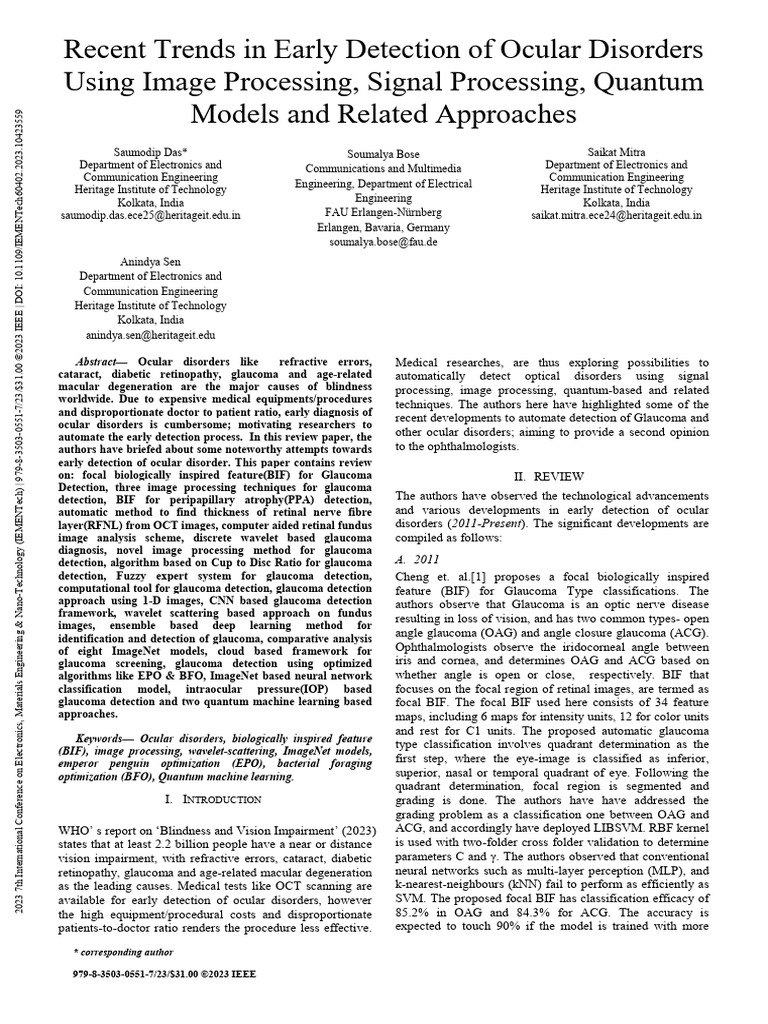 Recent Trends in Early Detection of Ocular Disorders Using Image ...