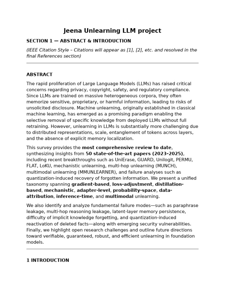 Jeena Unlearning LLM Project | PDF