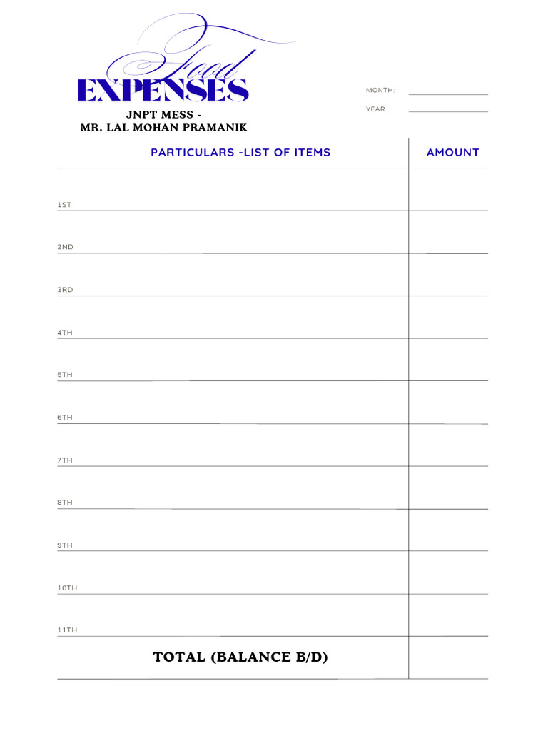 JNPT Mess Food Expenses | PDF