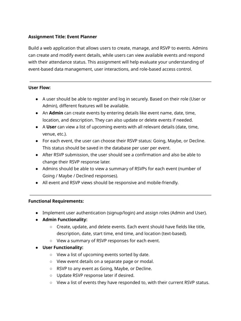 Assignment Title - Event Planner (1) | PDF | Databases | Software ...