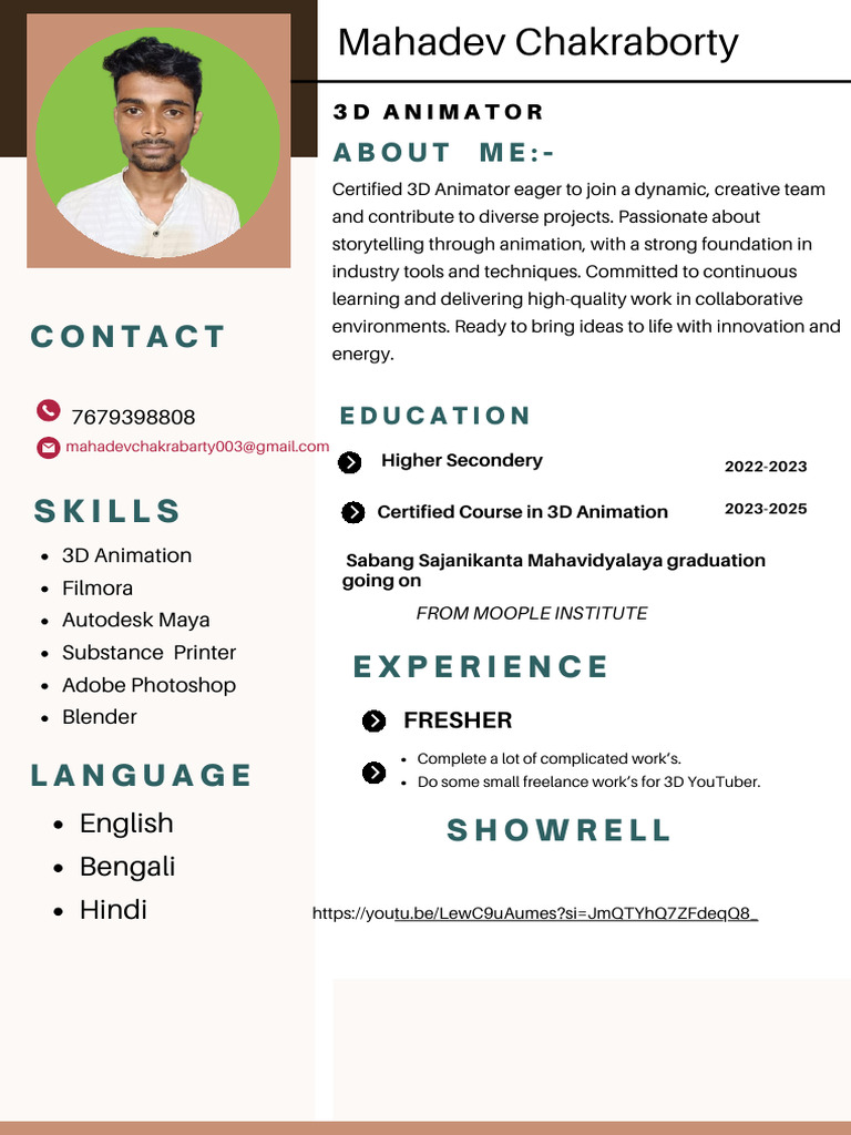 Certified 3D Animator Resume | PDF