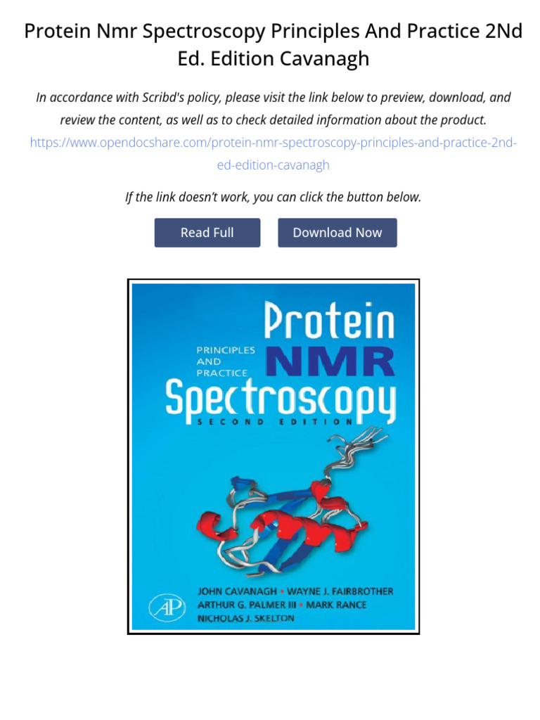 Protein NMR Spectroscopy Principles and Practice 2nd ed. Edition ...