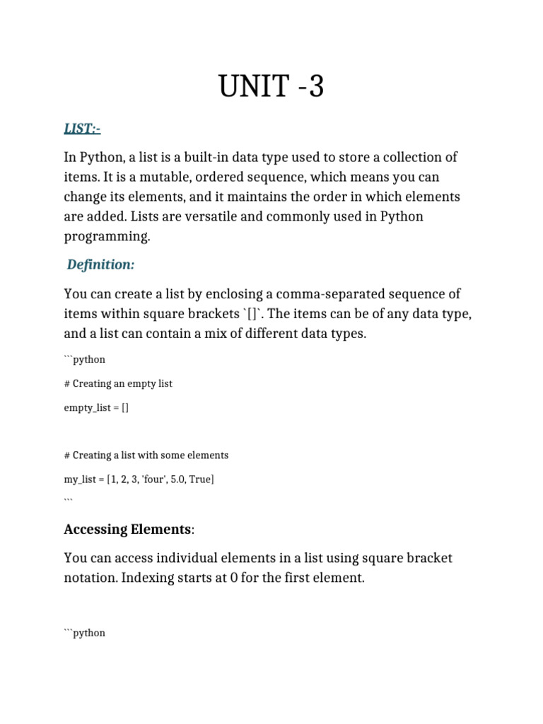 UNIT 3 python | PDF | Bracket | String (Computer Science)