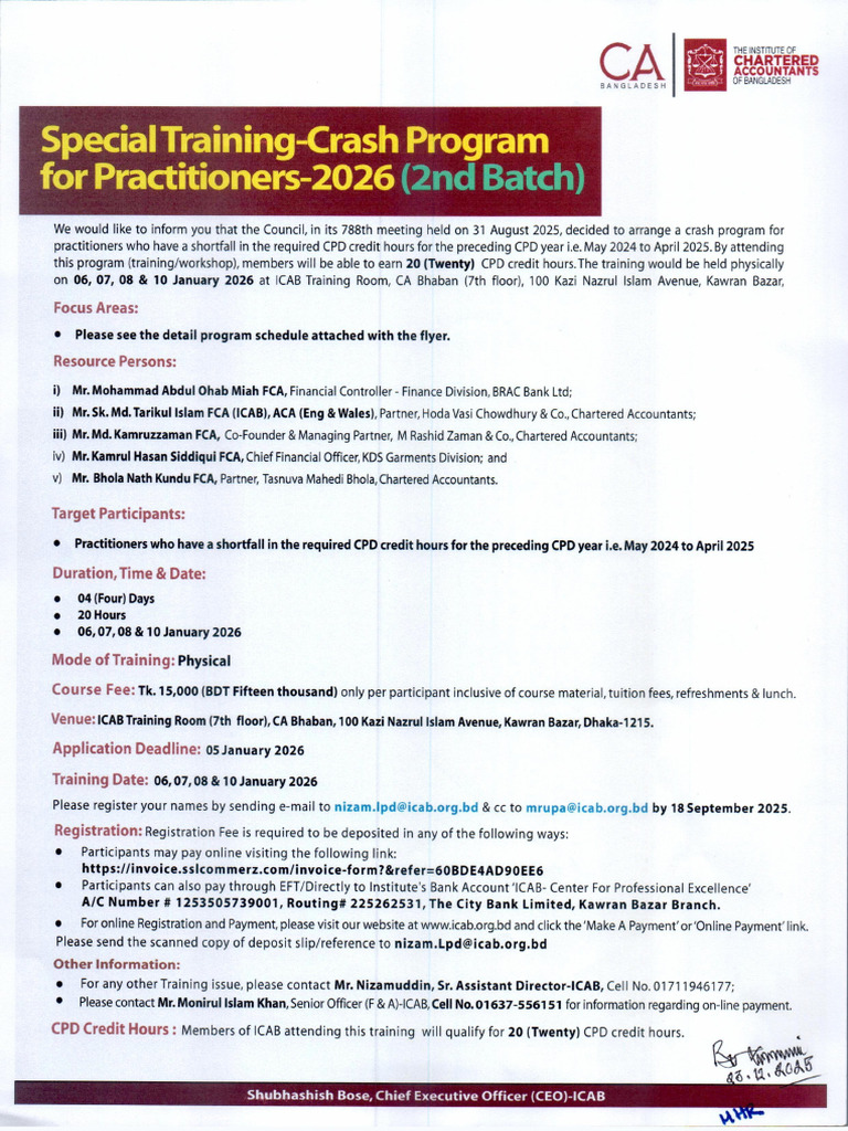 4234circular Re Special Training Crash Program For Practitioners-2026 ...