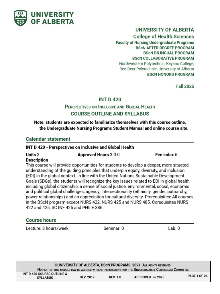 Inclusive Global Health Course Syllabus | PDF | Academic Integrity ...