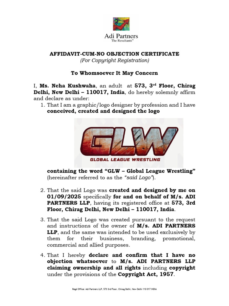 Affidavit for Logo Copyright Transfer | PDF
