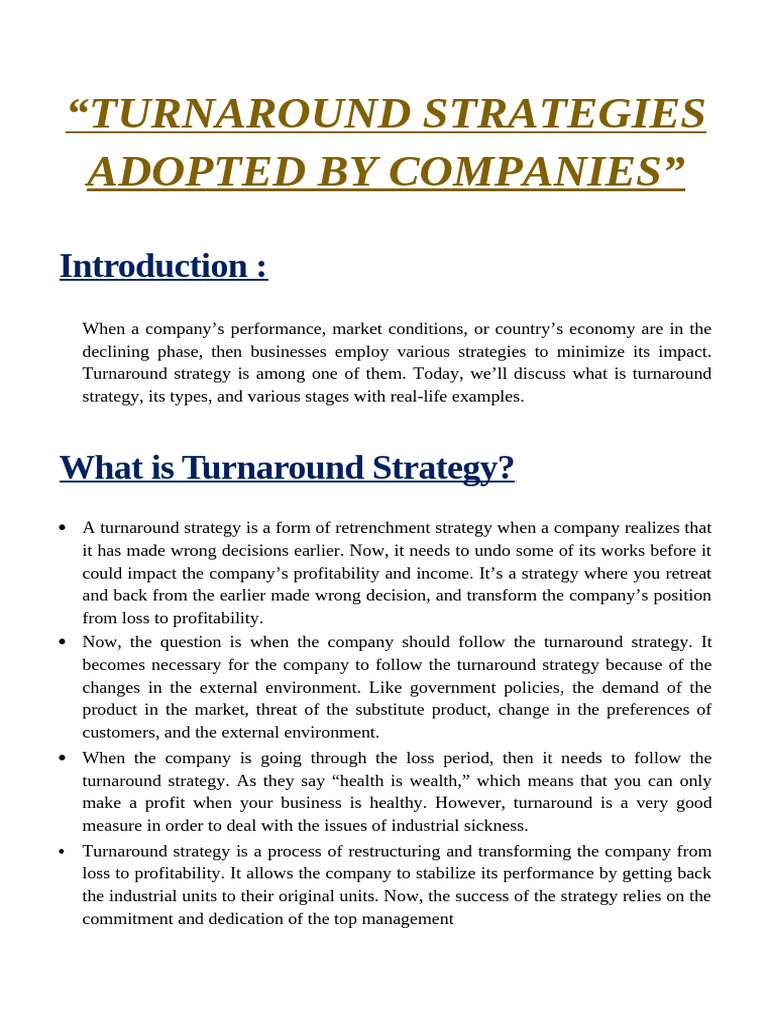 Turnaround Strategies for Business Recovery | PDF | Mc Donald's | Brand