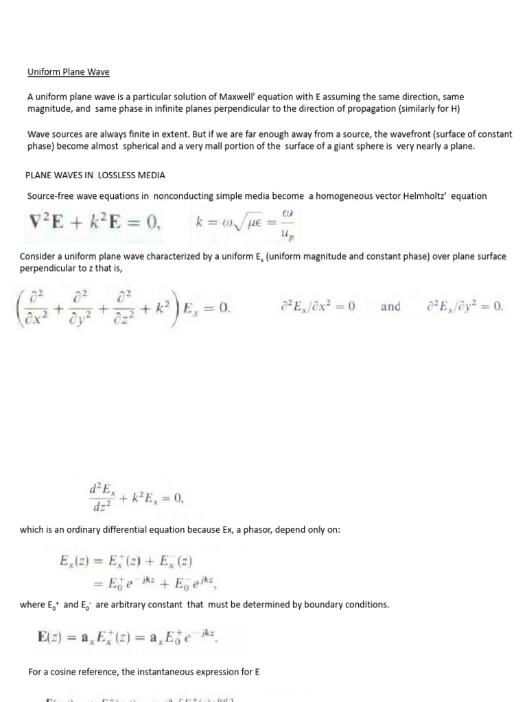Plane Wave | PDF | Polarization (Waves) | Waves