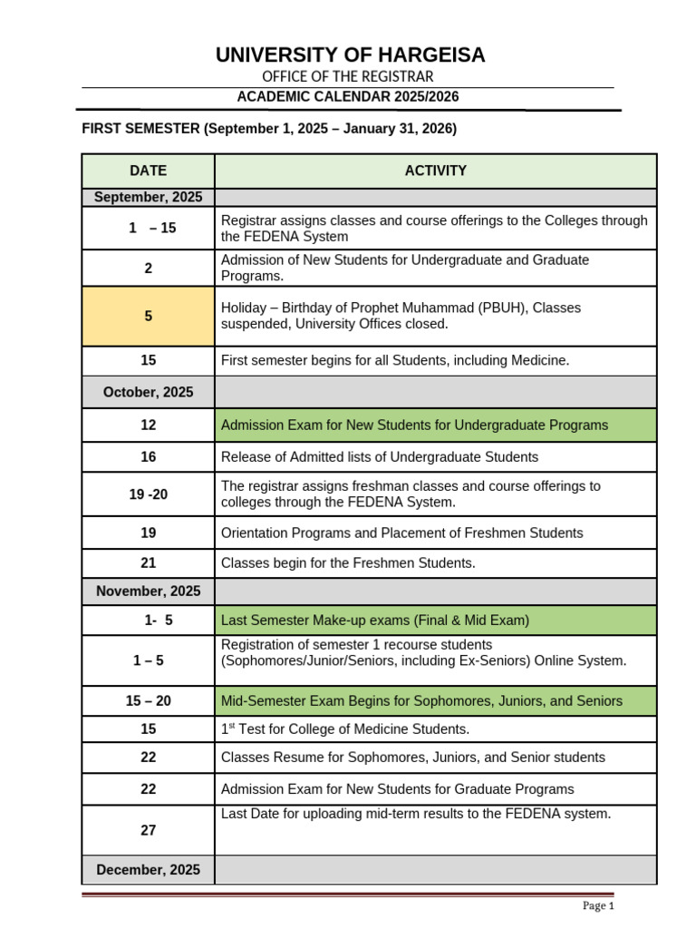 Final Approved UOH Academic Calendar 2025-2026 | PDF | Academic Term ...