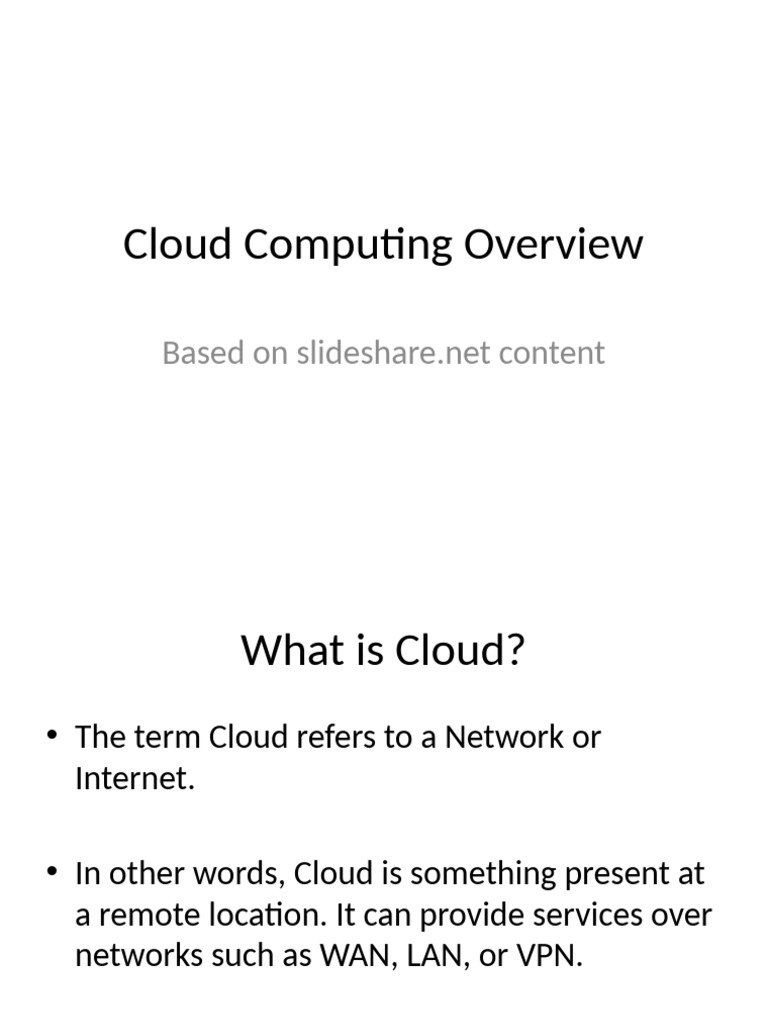 Cloud Computing Overview | PDF