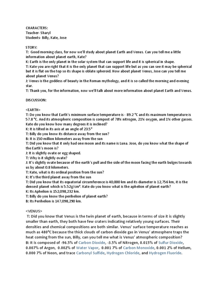 Script | PDF | Venus | Earth