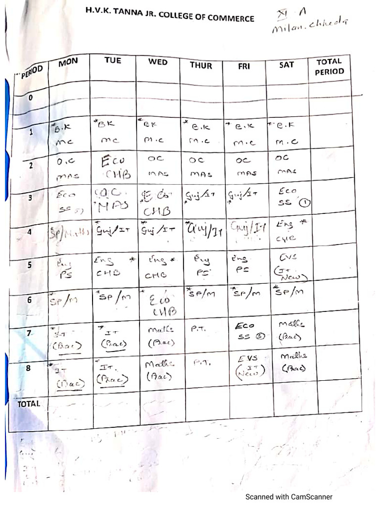 Xi a 2526 Time Table_1 | PDF
